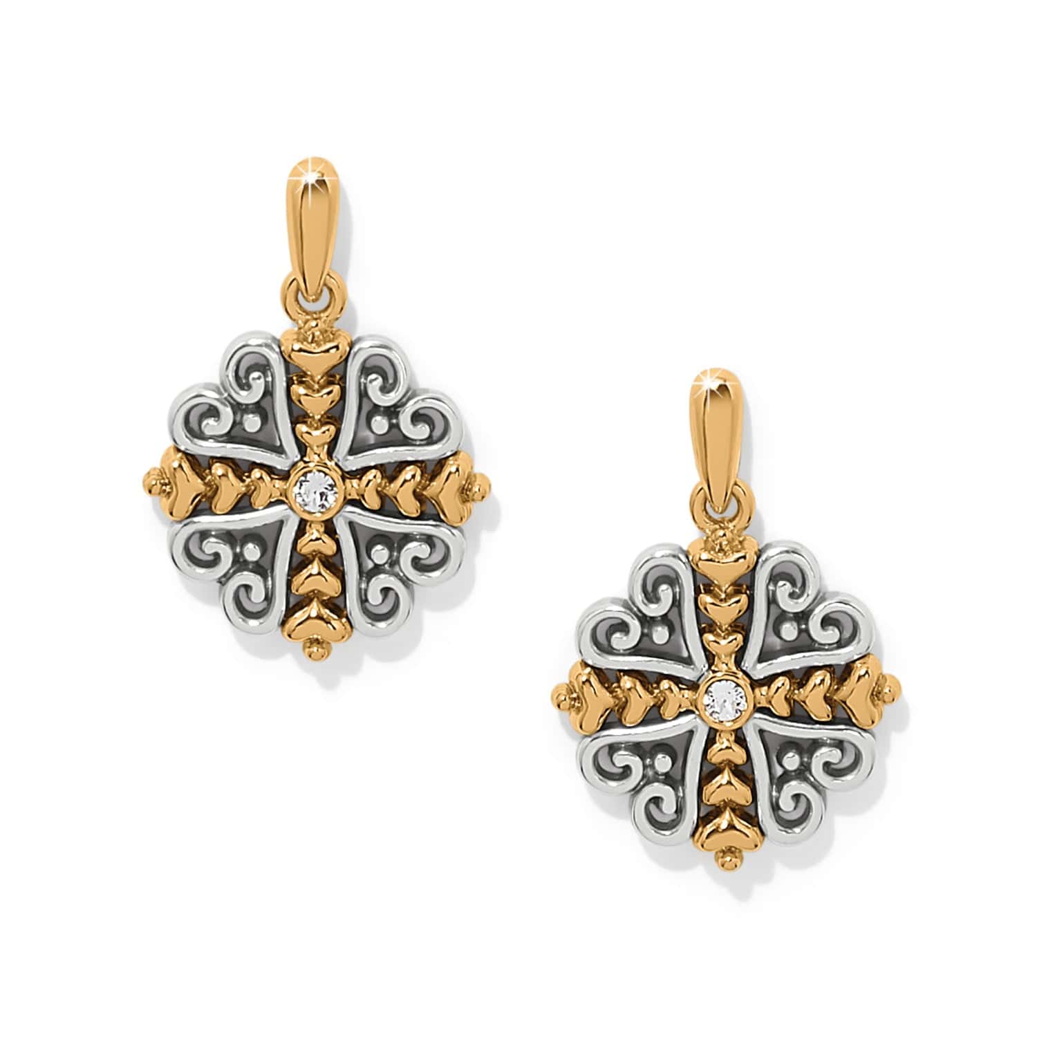 Alcazar Heart Two Tone Post Drop Earrings - Brighton