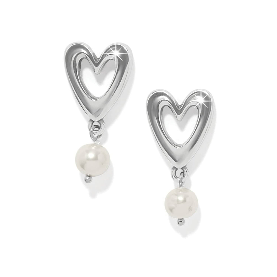 Cascade Open Heart Pearl Post Drop Earrings - Brighton