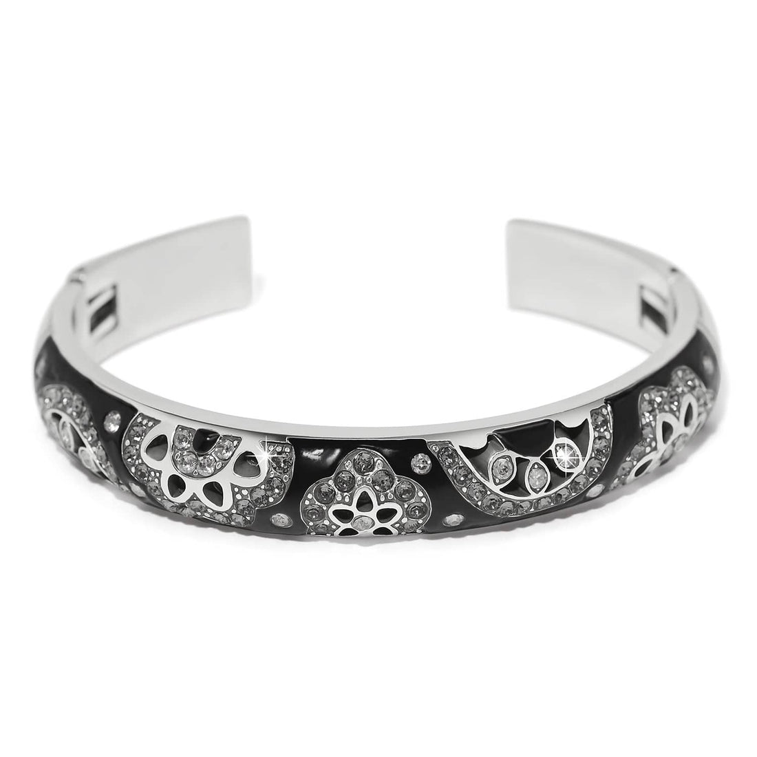 Flora Black Double Hinged Bangle Bracelet - Brighton