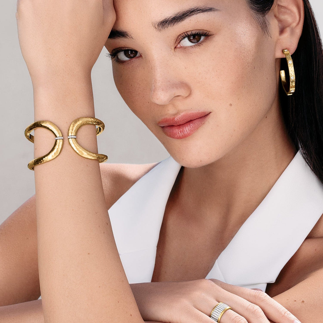 Meridian Geo Open Hinged Bangle - Brighton