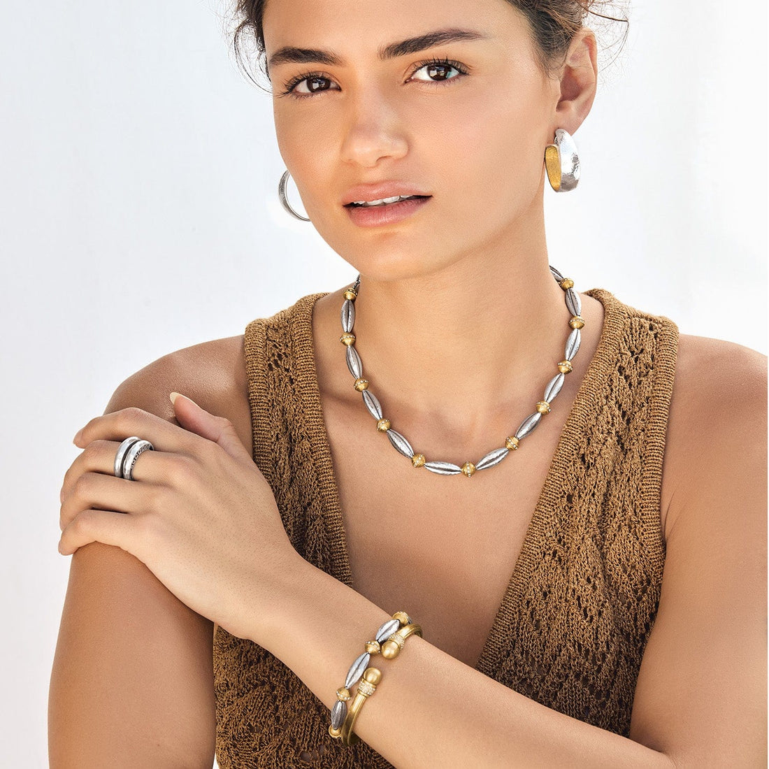 Meridian Orbit Bead Two Tone Bracelet - Brighton