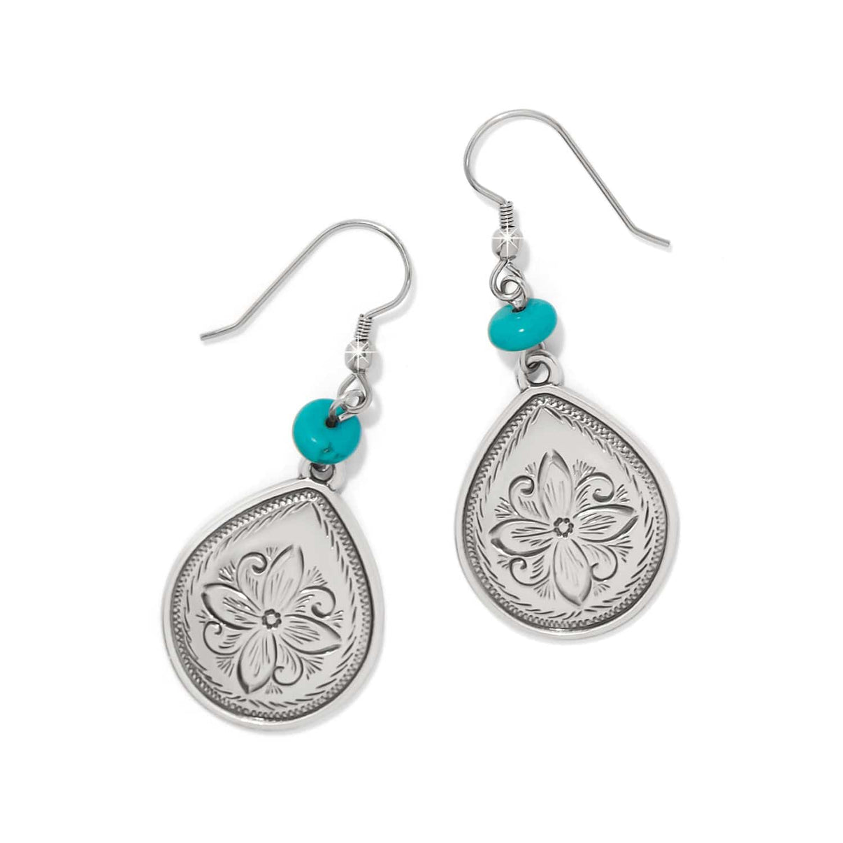 Mosaic Turquoise Teardrop French Wire Earrings - Brighton