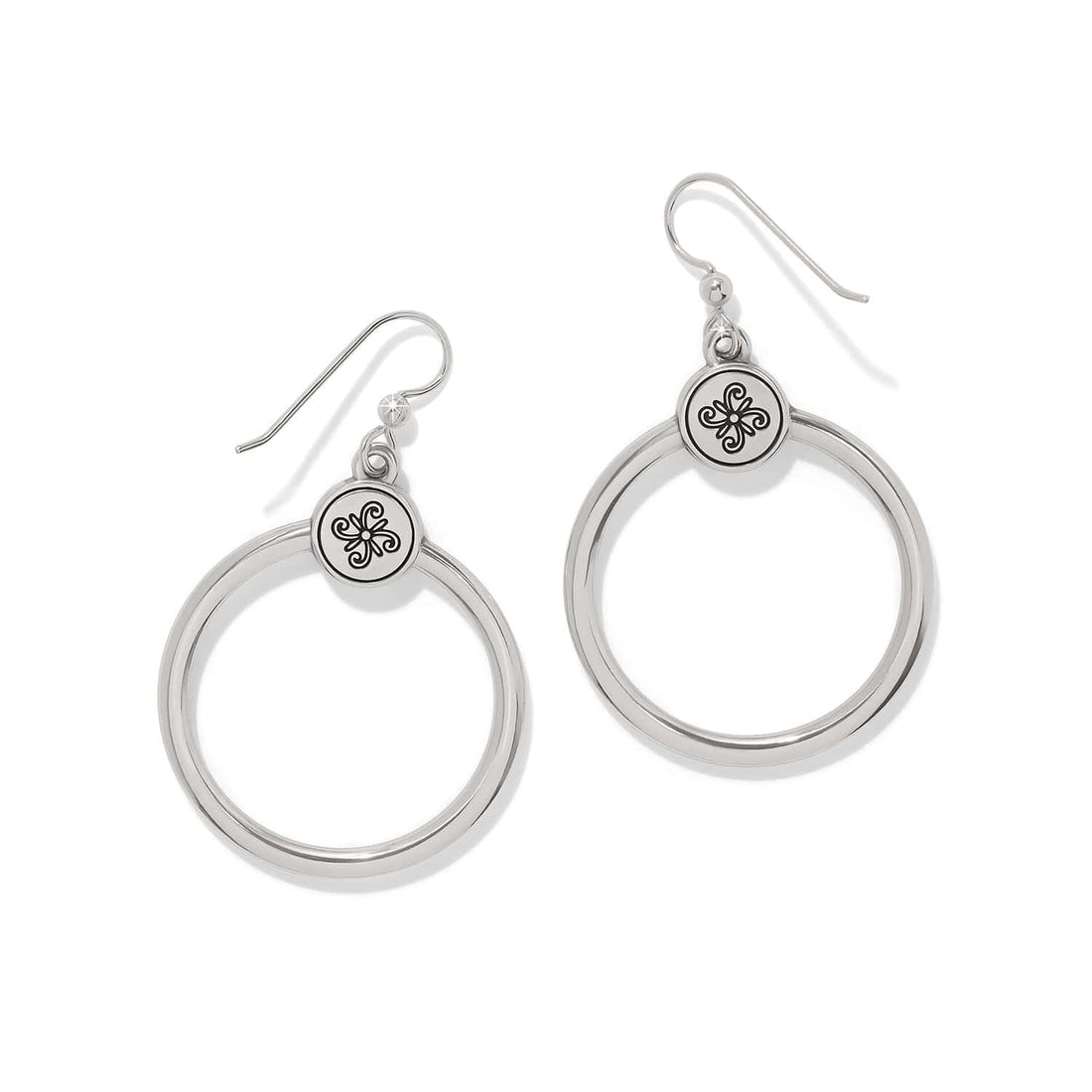 Mosaic Two Tone French Wire Hoop Earrings - Brighton