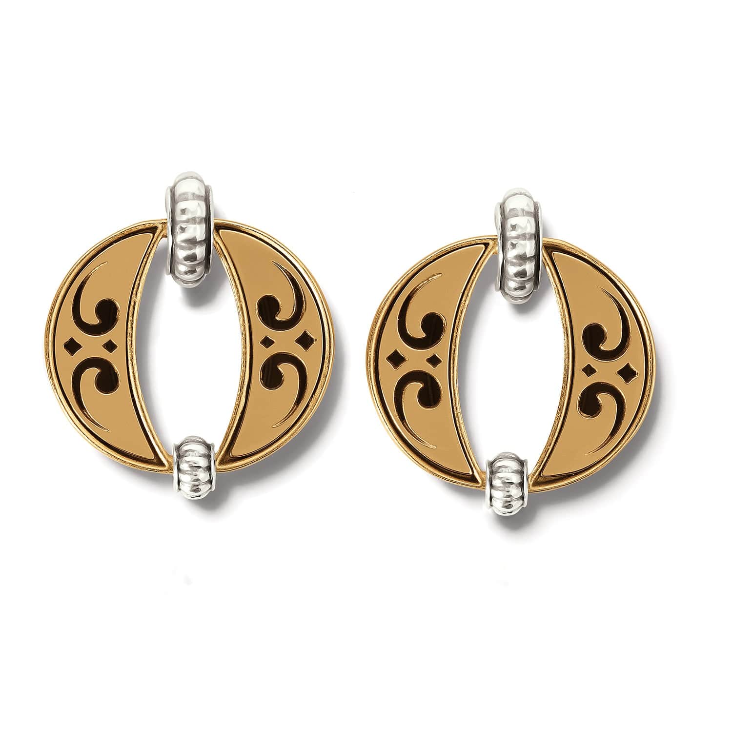 Mystic Moon Two Tone Post Drop Earrings - Brighton