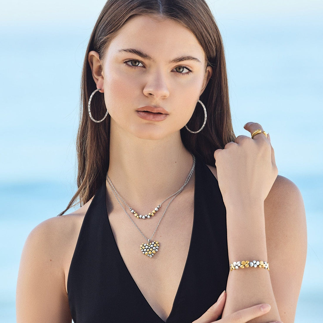 Pebble Edge Heart Necklace - Brighton