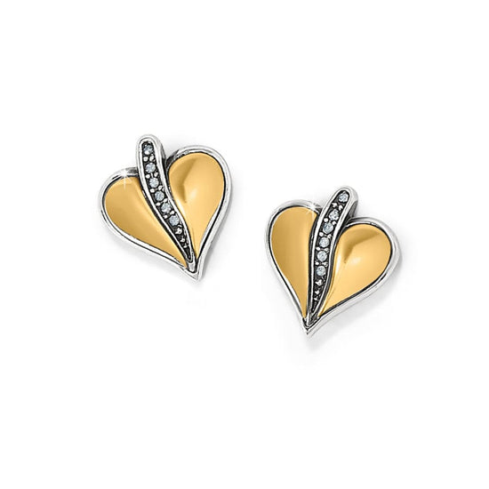 Precious Heart Two Tone Post Earrings - Brighton